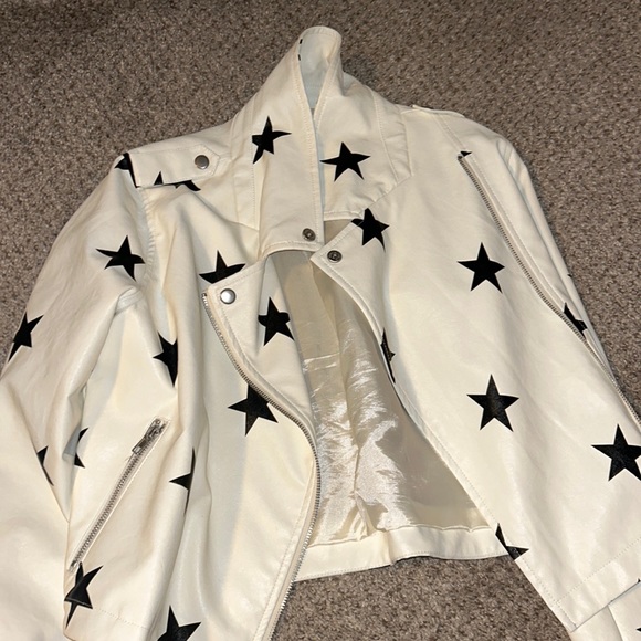 Le Lis | Jackets & Coats | Star White Leather Jacket | Poshmark